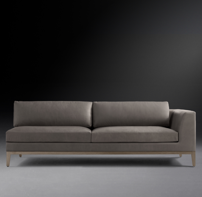 Italia Taper Arm Leather Right-Arm Sofa - Oak Base