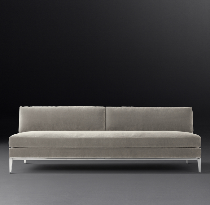 Italia Taper Arm Armless Bench-Seat Sofa - Metal Base