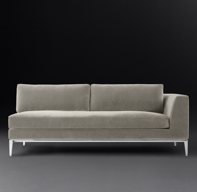 Italia Taper Arm Right-Arm Bench-Seat Sofa - Metal Base