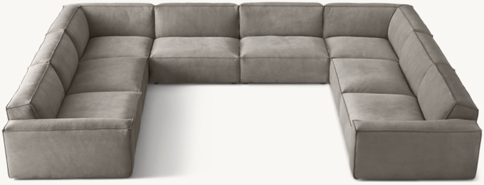 Como Modular Leather U Sofa Sectional RH