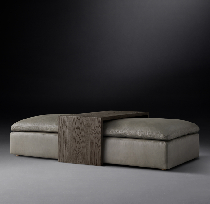 Cloud Modular Leather Waterfall Coffee Table Ottoman