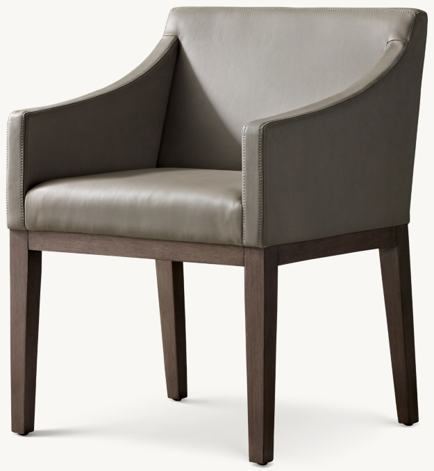 Morgan Slope Arm Leather Dining Armchair | RH