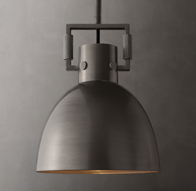 Machinist Metal Cloche Pendant 10" | RH