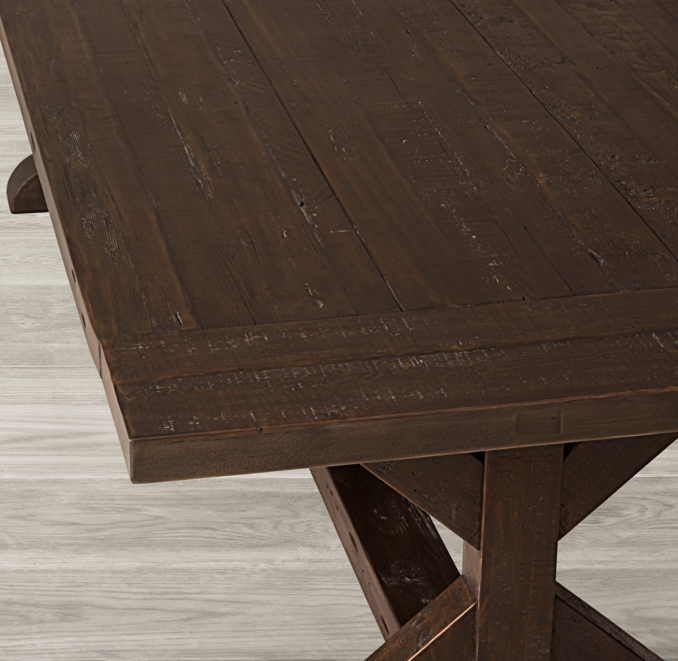 Salvaged Wood X-Base Rectangular Extension Dining Table
