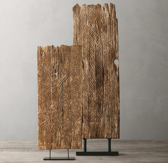 Hand-Carved Toraja Tile - Scroll