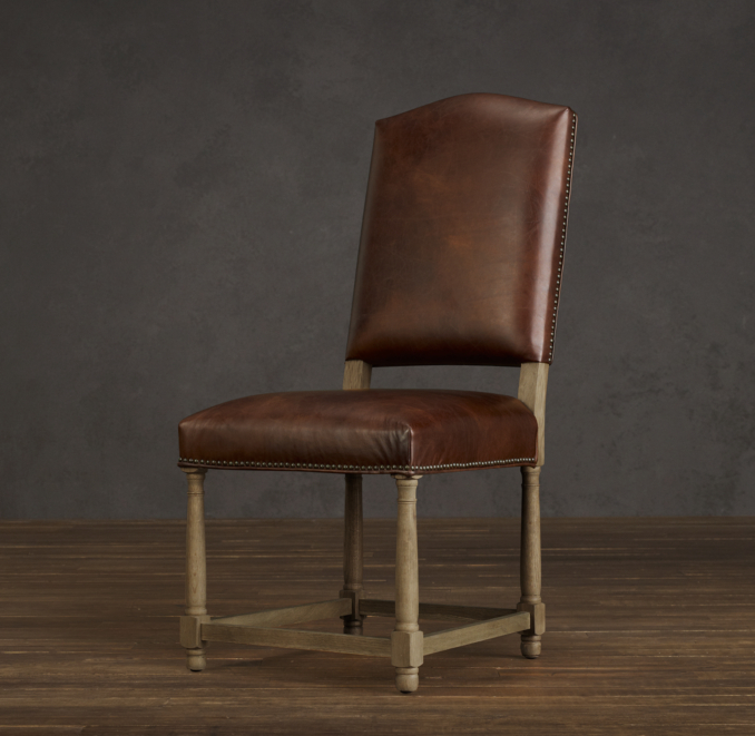 Empire Camelback Leather Dining Side Chair