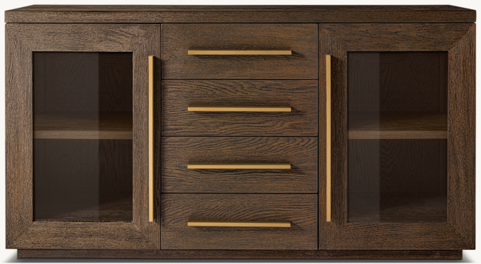 Machinto Glass Double-Door Sideboard With Drawers