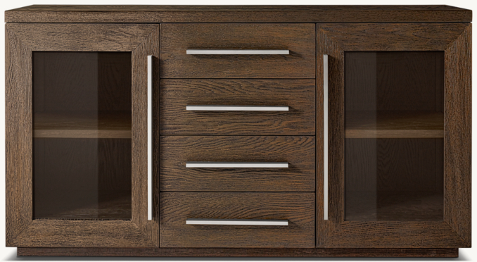 Machinto Glass Double-Door Sideboard With Drawers