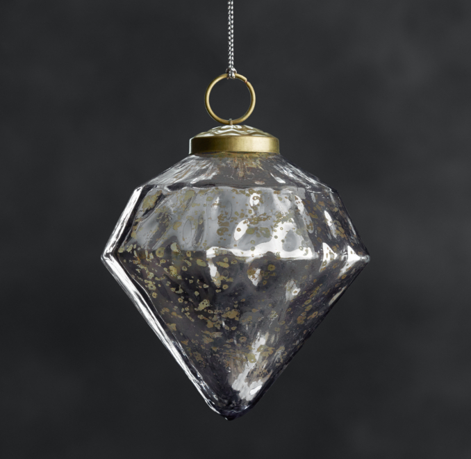 Vintage Handblown Glass Ornament Octagon - Smoke