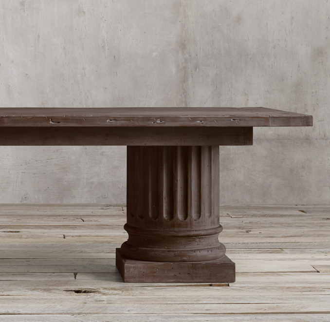 Salvaged Wood Architectural Column Rectangular Extension Dining Table ...