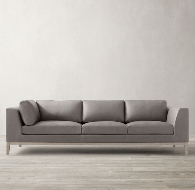 Italia Taper Arm Leather Right-Arm Return Sofa - Oak Base