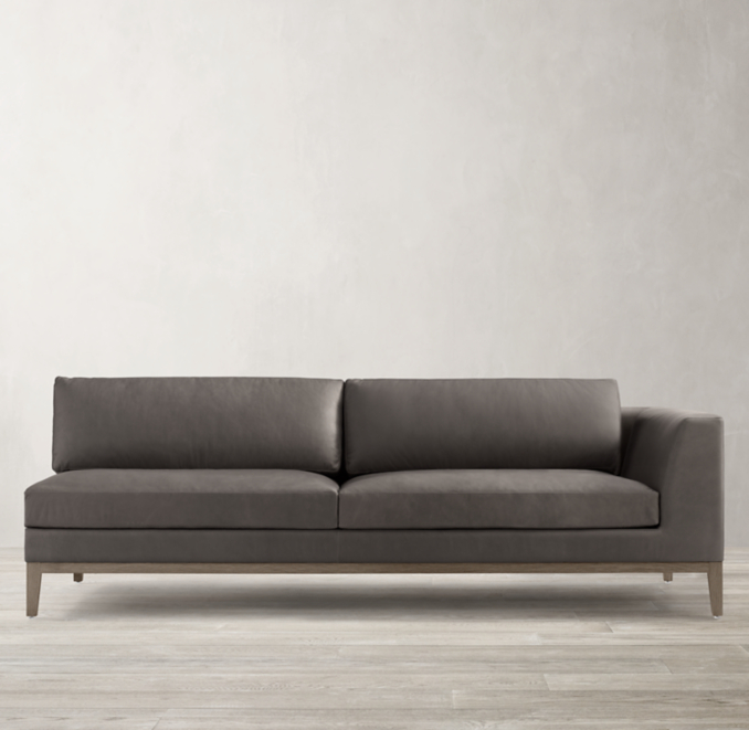 Italia Taper Arm Leather Right-Arm Sofa - Oak Base