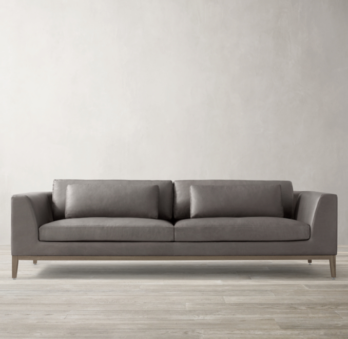 Italia Taper Arm Leather Sofa - Oak Base