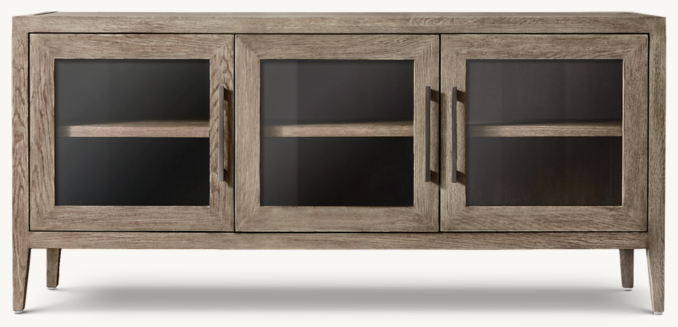 French Contemporary Glass Triple-Door Media Console