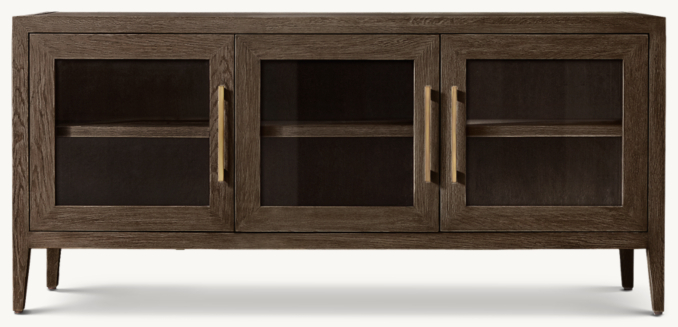 French Contemporary Glass Triple-Door Media Console