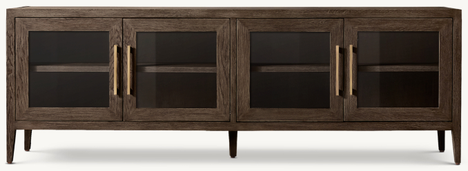 French Contemporary Glass 4-Door Media Console