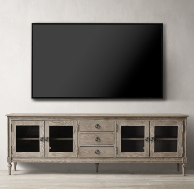 Maison Glass 4-door Media Console with Drawers