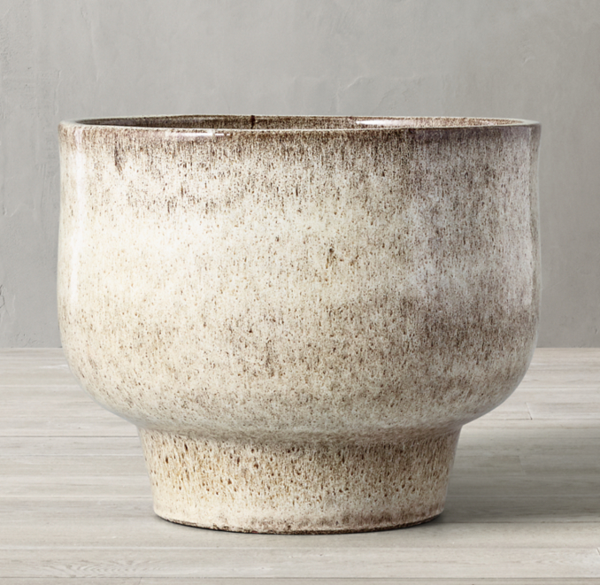 Glazed Ceramic Footed Vessel - Tall | RH