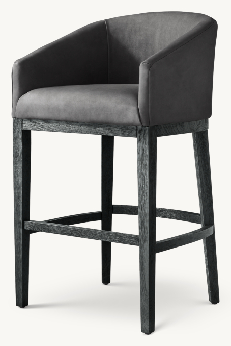 Morgan Barrelback Slope Leather Bar & Counter Stool | RH