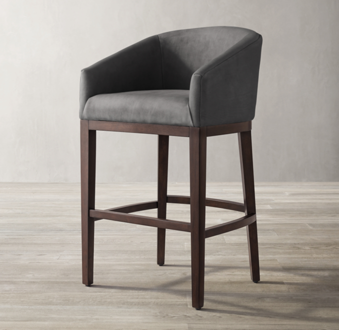 Morgan Barrelback Slope Leather Bar & Counter Stool