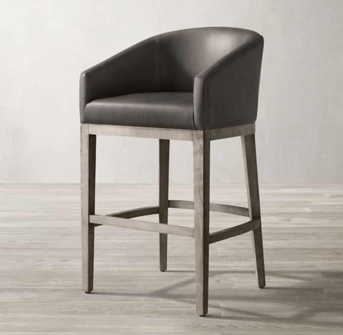 Morgan Barrelback Slope Leather Bar & Counter Stool