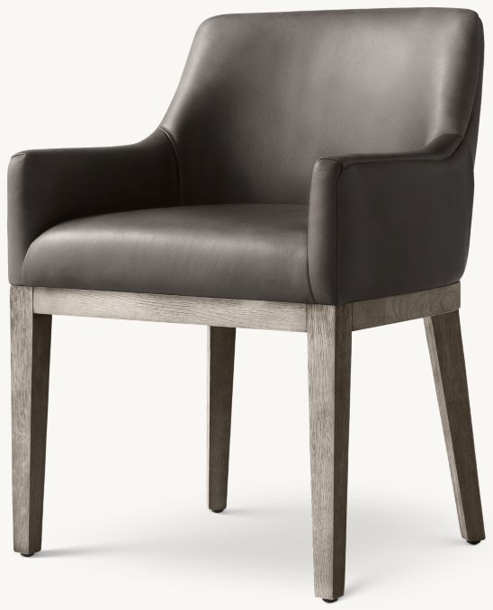 Morgan Curved-Back Track Leather Dining Armchair | RH