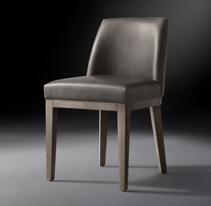 Morgan Curved-Back Leather Dining Side Chair