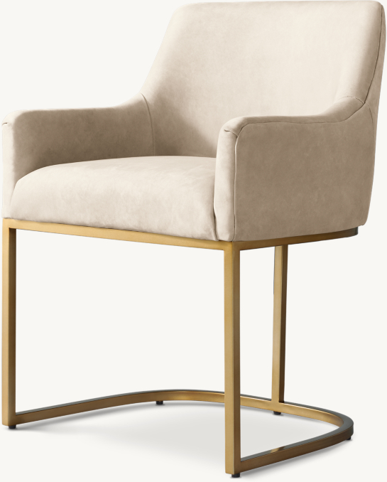 Emery Curved-Back Track Leather Dining Armchair | RH