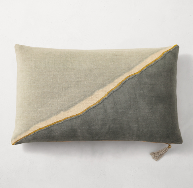 Hand-Painted Watercolor Diagonal Pillow Cover by Chanee Vijay - Lumbar