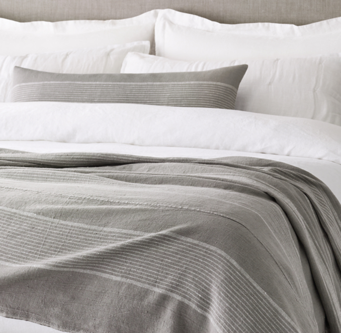 Rustic Linen Stripe Throw | RH