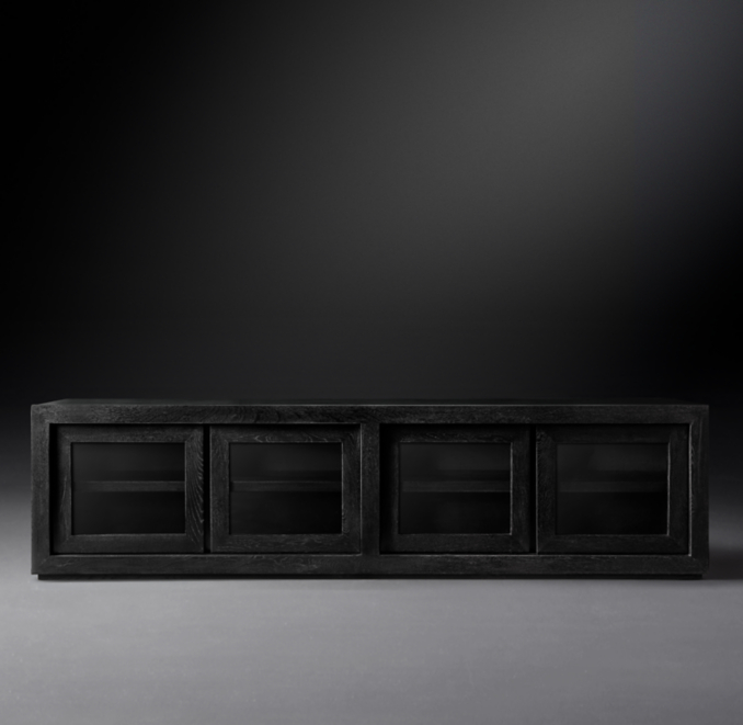 Reclaimed Oak Glass 4-Door Media Console | RH