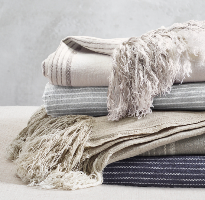 Rustic Linen Stripe Throw