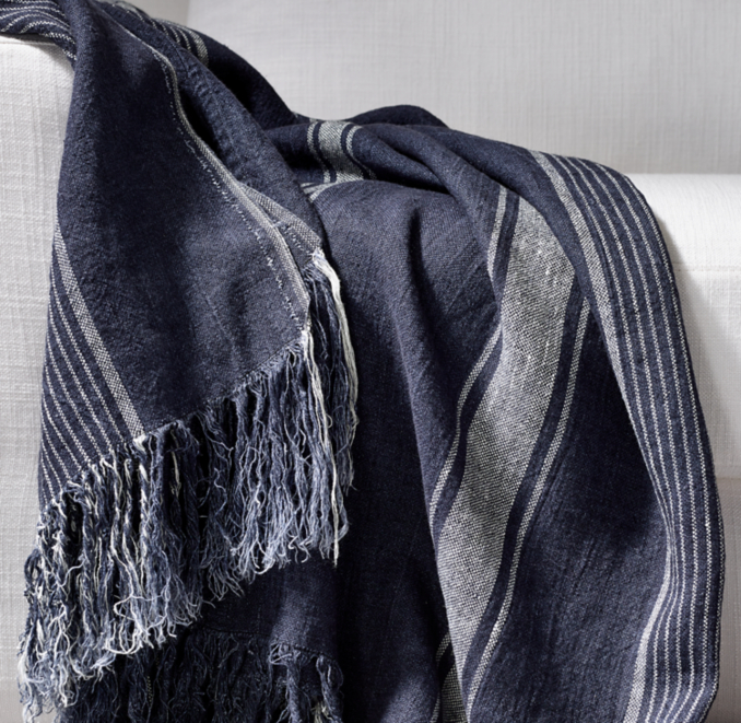 Rustic Linen Stripe Throw