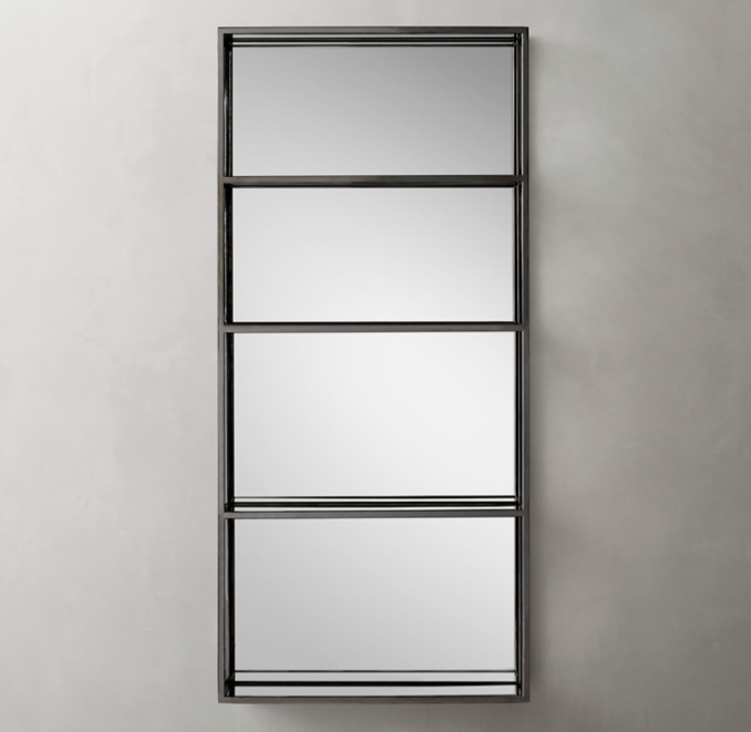 Metal-Framed Mirror Glass Shelving