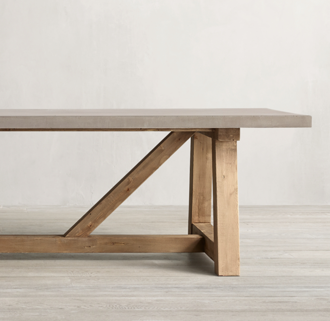 Salvaged Wood & Concrete Beam Rectangular Dining Table