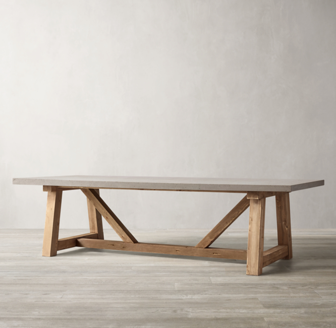 Salvaged Wood & Concrete Beam Rectangular Dining Table