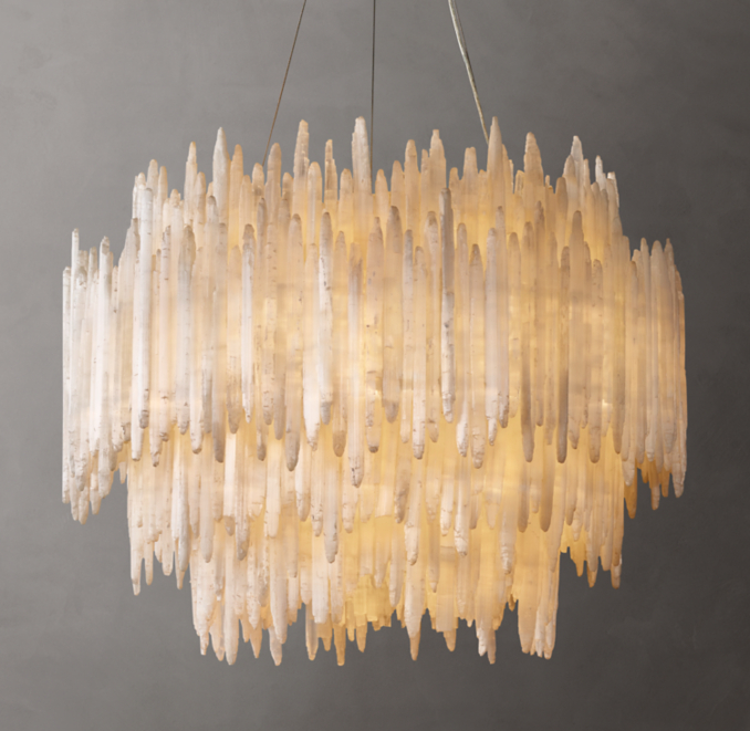 Selenite Crystal Round Chandelier 40"