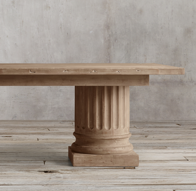 Salvaged Wood Architectural Column Rectangular Extension Dining Table | RH