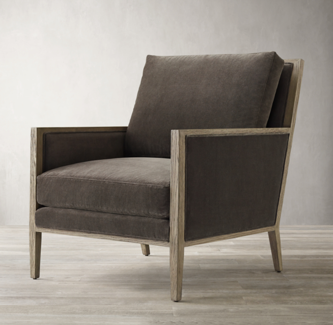 French Contemporary Track Arm Low Back Chair