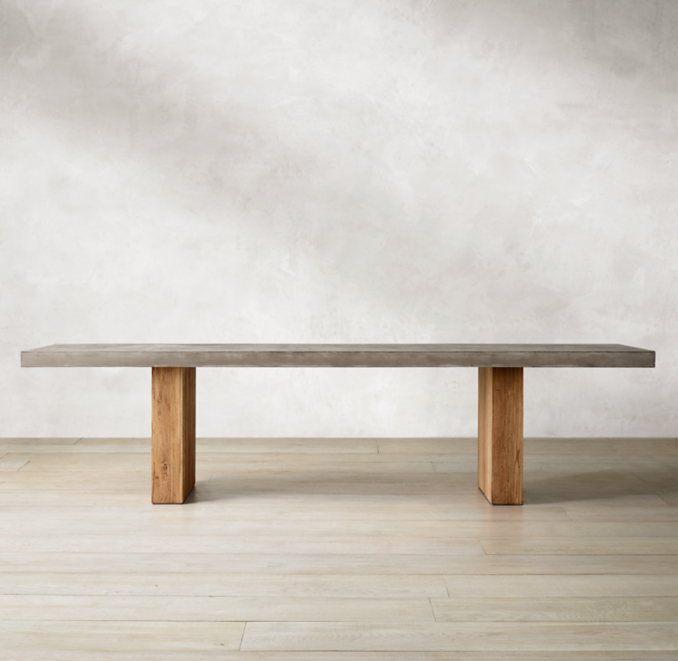Solano Concrete & Teak Rectangular Dining Table