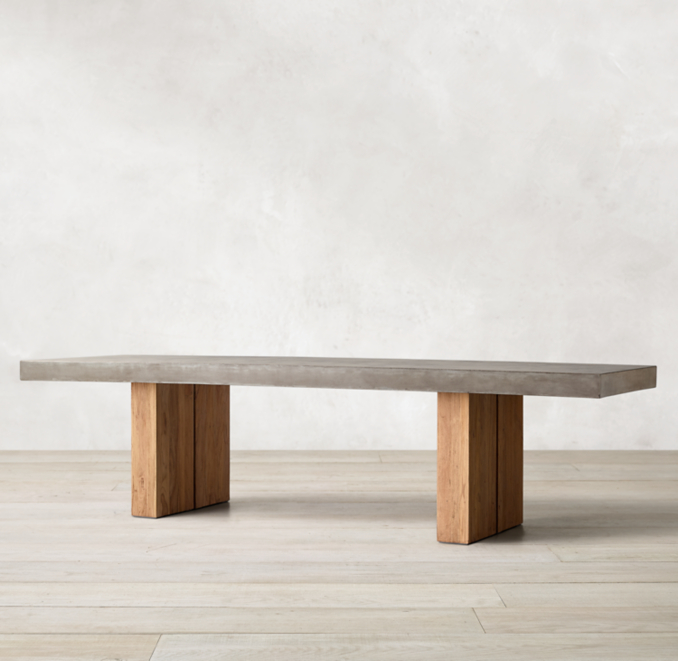 Solano Concrete & Teak Rectangular Dining Table