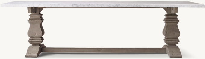 Salvaged Wood & Marble Trestle Rectangular Dining Table | RH