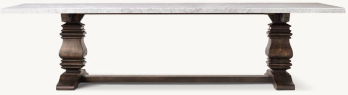 Salvaged Wood & Marble Trestle Dining Table Collection | RH