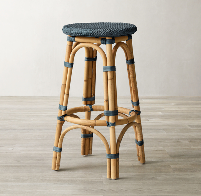 St. Germain Rattan Backless Bar & Counter Stool