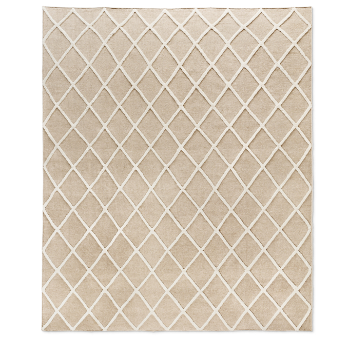 Diamante Flatweave Linen Rug - Natural/Cream | RH