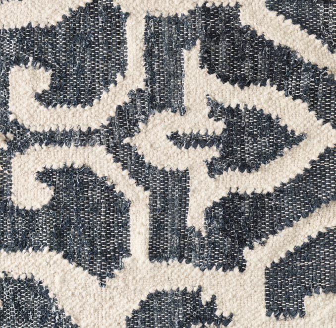 Scroll Vintage Denim & Wool Flatweave Rug Swatch