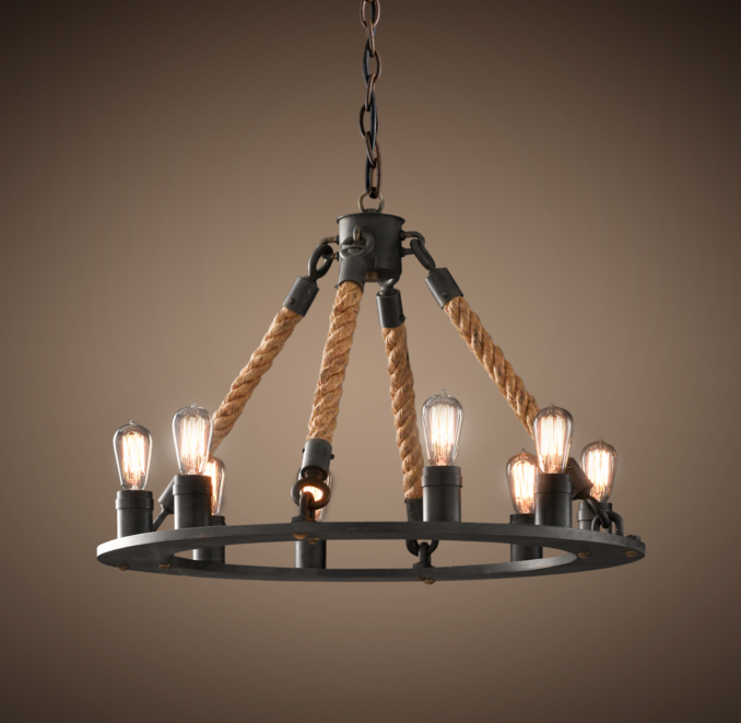 Rope Filament Round Chandelier 32" | RH