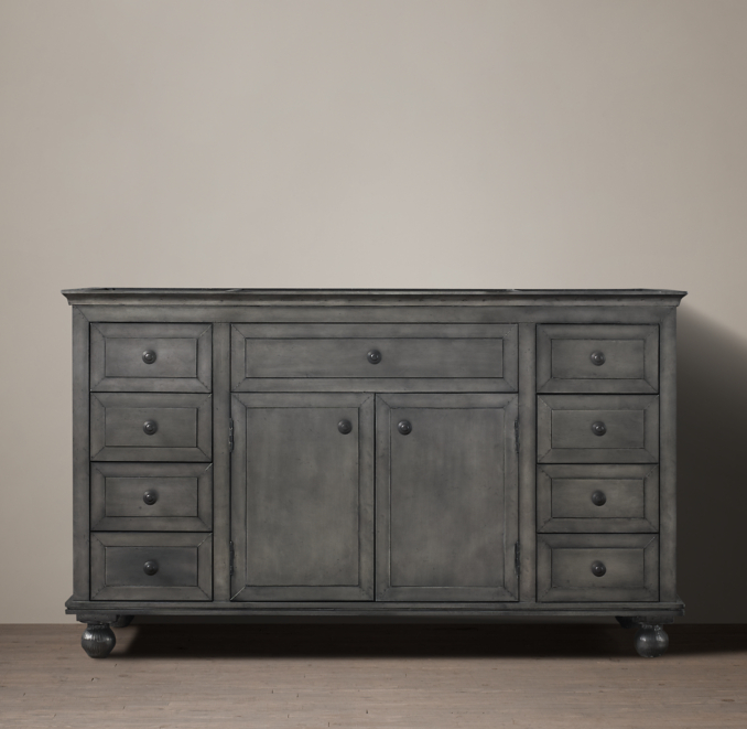 Annecy Metal-Wrapped Single Extra-Wide Vanity Base | RH