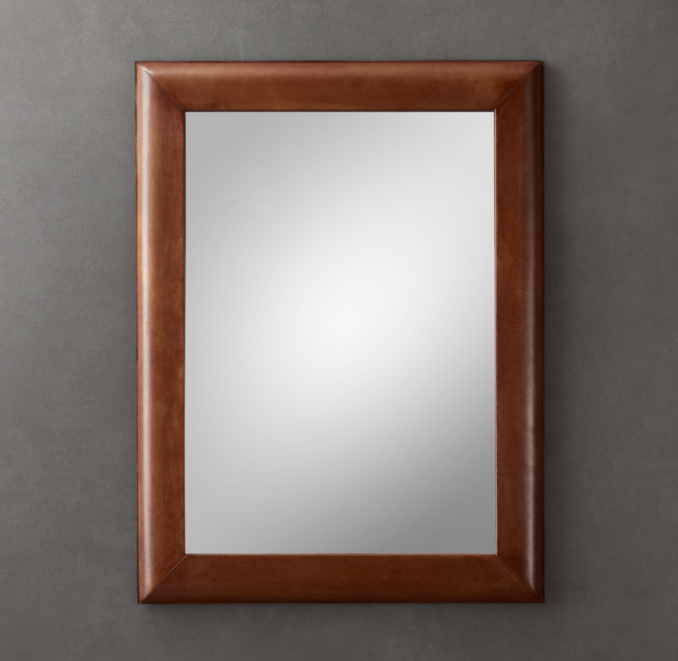 Leather Framed Mirror - Chestnut