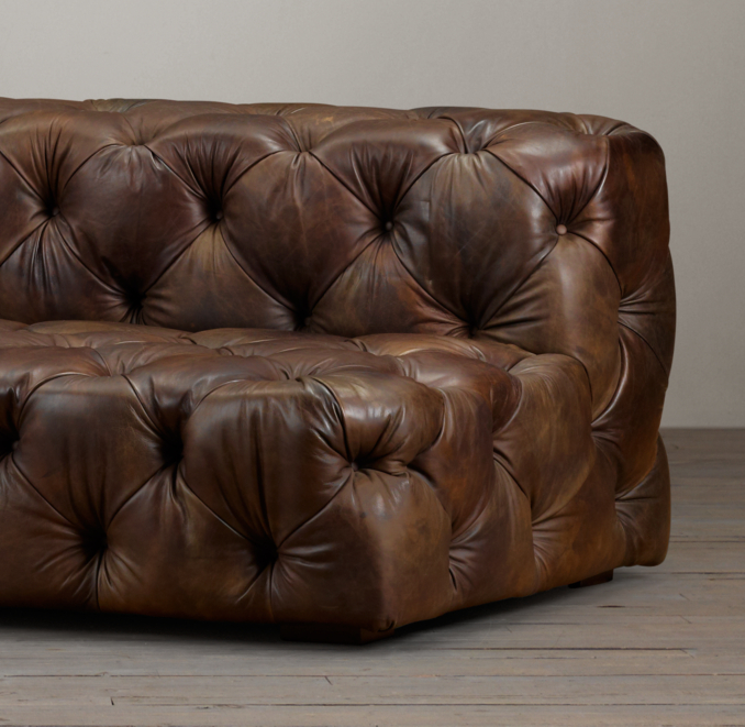 9' Soho Tufted Leather Armless Sofa